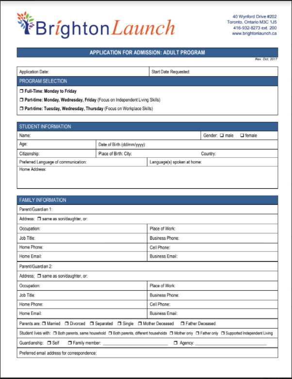 Application Form - Brighton Launch